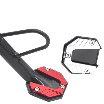 Electric scooter side stand with enlarged base, widened and