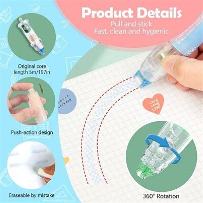 10 Pack Retractable Double Sided Tape Runner, Refillable