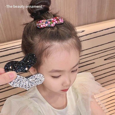 Childrens Sparkling Love Rhinestone bb Clip Hair Clip Broke