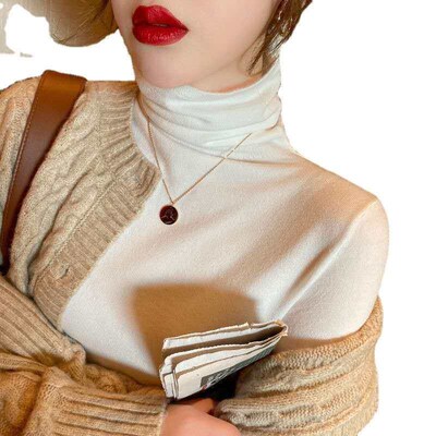 Double-sided Velvet Warm Top Womens Half-high Collar Solid