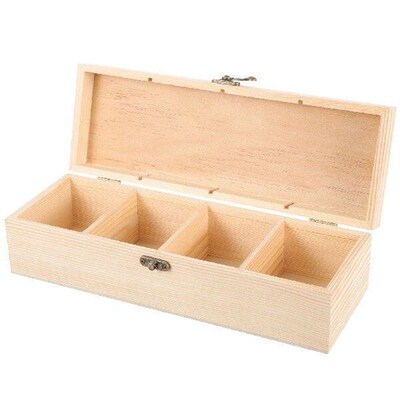 Box Storage Boxes Empty Wooden Tea Bag Unfinished Coffee