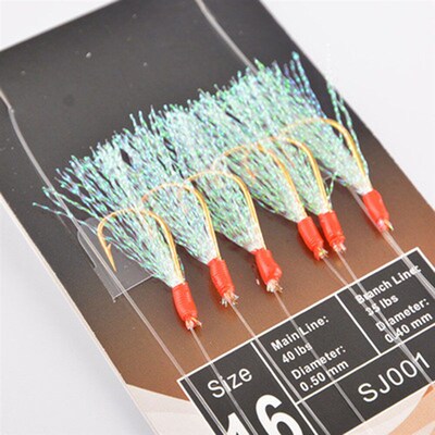6Pcs/Pack Sabikis Soft Fishing Lure Rigs Bait Jig Lure Feath