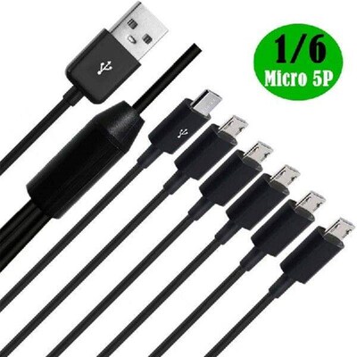 6 in 1 USB 2.0 Type A Male to 6 Micro USB Male Splitter Y
