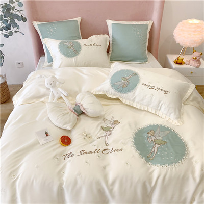 有翅膀的小精灵 可爱夏季四件支天丝裸睡冰丝被公主风女孩