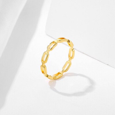 Laser Cut Titanium Steel Chain Ring Women Ins Distinctive Sq