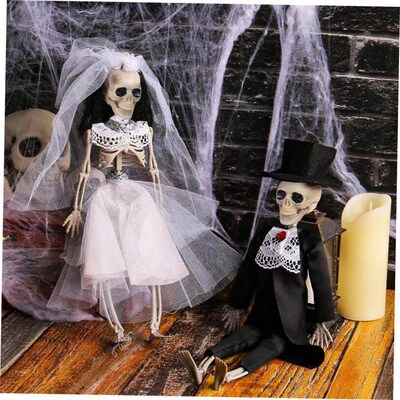 Halloween skeleton bride and groom hang party decorations
