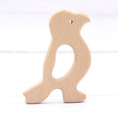 1pcs Baby Animal Natural Beech Teething Wooden Teether Roden