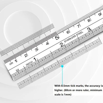Double Side Stainless Steel Straight Ruler Metric Rule Preci