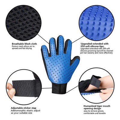 Pet Grooming Glove Silicone Cats Brush Comb Deshedding Hair
