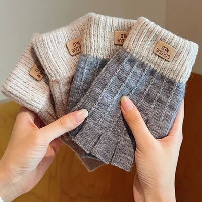 Winter Fingerless Gloves for Men Half Finger Writting Office