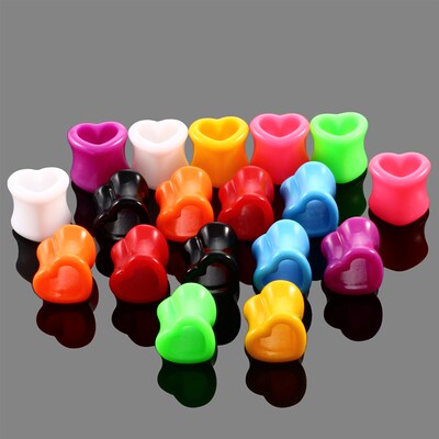 2Pcs/lot Acrylic Tunnels for Ears Heart Hollow Ear Plugs Tun