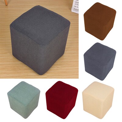New Solid Stretch Ottoman Slipcover Sofa Footstool Cover Sto