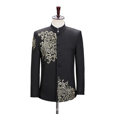 Lixel Mens Chinese-oshan Suit Costume Choir Costume Embroid