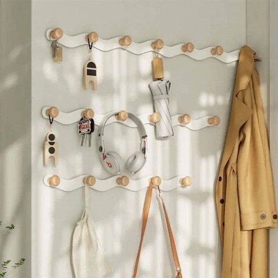Coat Hanger Wall Mount Creative Wave Iron Hook Row Hook No P
