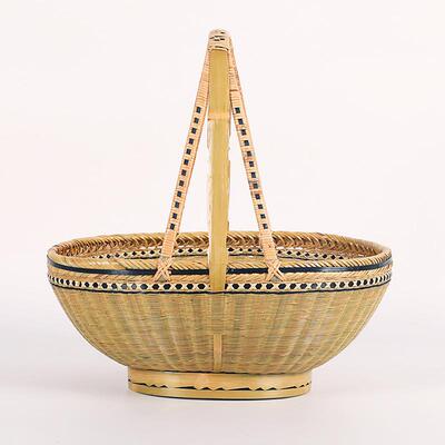 纯竹手工编织纳精品编竹篮子TUZ菜篮子提购物篮收篮大水果篮篮