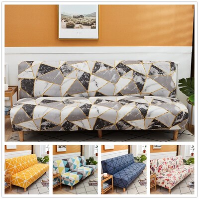 Spandex Plaid Folding Sofa Cover without Armrest Geometric A