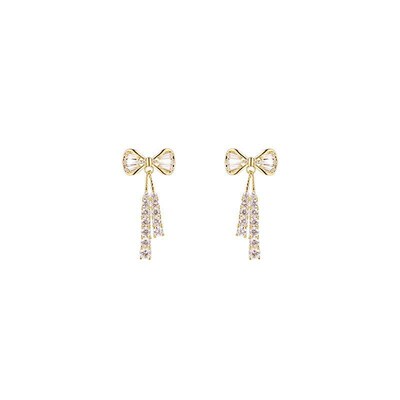 Microset Bow Zircon Crystal Earring Fashion Temperament Earr