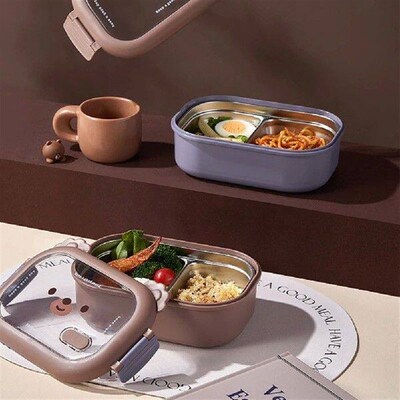 Stainless Steel Childrens Lunch Box 2 Compartments