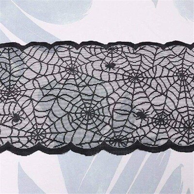1pcs Black Lace Spider Web Cobweb Tablecloth Table Runner