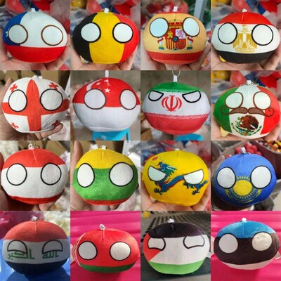 Country Ball 10cm绒毛玩具多国风格毛绒吊饰Polandball主题系列