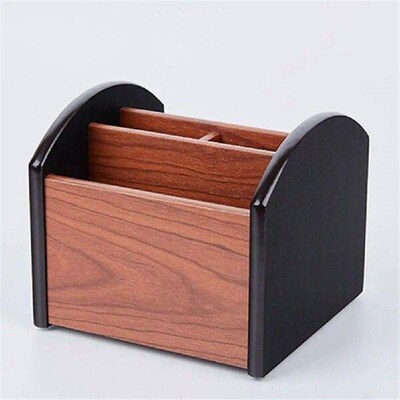 Rotating Desktop Organizer Wooden 360 Degree Rotation