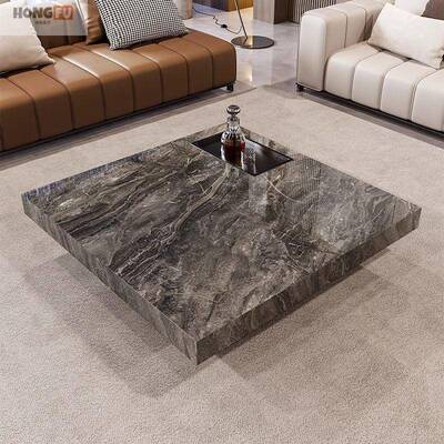 鸿福嘉月岩板茶几小户型意式2024简客约厅GSY简用轻奢现家代高级