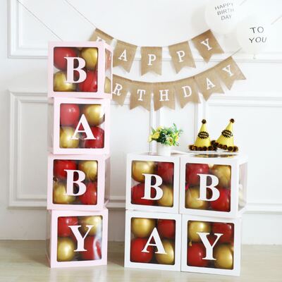 Transparent Name Box Wedding Balloon 1st Birthday Party