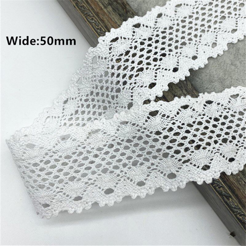 2yards White Cotton Lace Ribbon For Apparel Sewing Fabric Wh