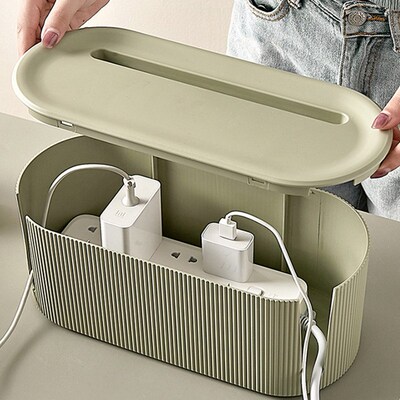 Morandi color wire Cable Storage Case Organizer Box Socket P