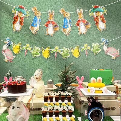 98 Inch Easter Bunny Banner Paper Rabbit Backdrop Photo Prop