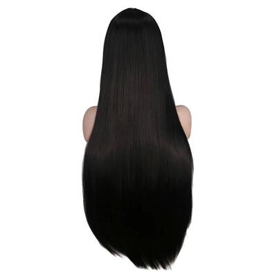 Halloween lady Morticia Addams 80cm 100cm Long  Black Straig