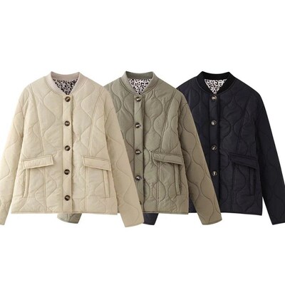 Womens Quilted Button tton at Fashion mforle Retro Casual a