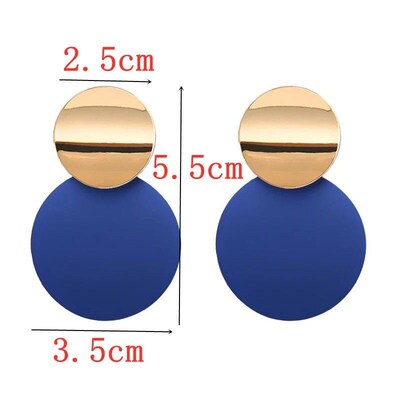 New Blue Color Dangle Earring for Women Round Metal Flower L