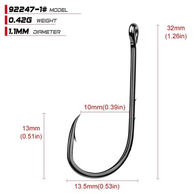 50pcs/bag Barbed Fishing Hooks Sea Worm Carp Single Circle H