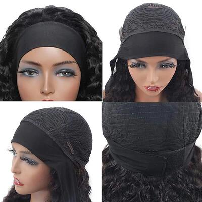 Water Wave Headband Wig Kinky Curly Human Hair Wigs For Wome