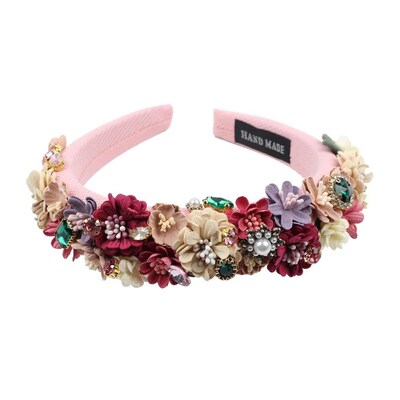 Rhinestone Hairband Hair Band Pearl Flower Sponge Headbands