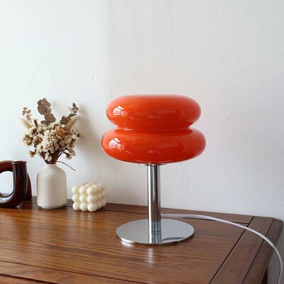 Macaron Glass Table Lamp Trichromatic Dimming Living Room At