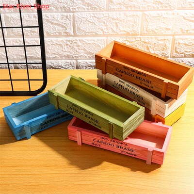 Natural Wooden Flowerpot Garden Decor Trough Decor Pots Succ