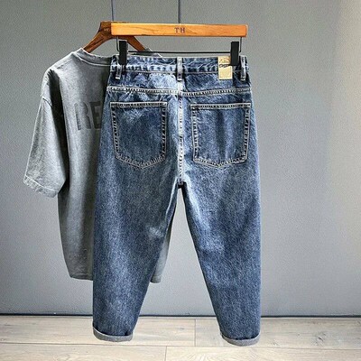 Mens Tapered Jeans Fashion Sreetwear Casual Pants Personali