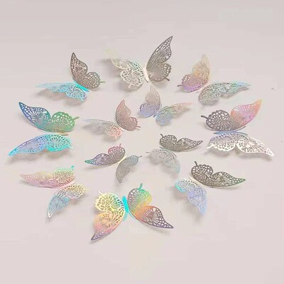 12Pcs Laser Butterfly Cake Topper Cakes Decoration Simulatio