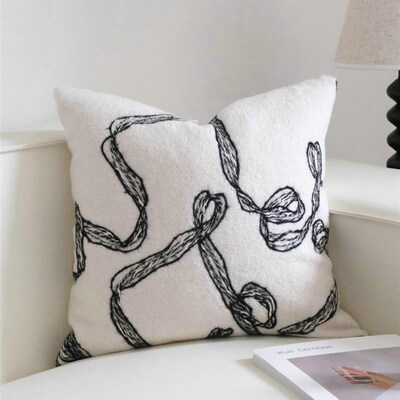 Striped wide-edge throw pillow, waist pillow and pillowcase