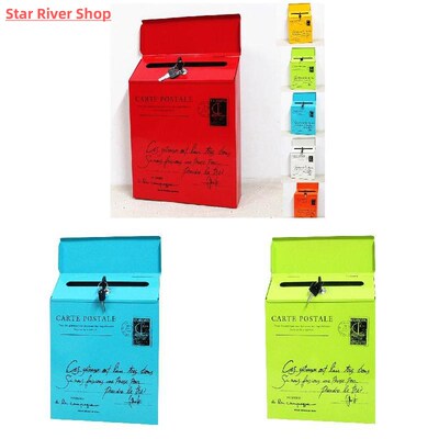 mailbox outdoor Iron Lock Letter Box Vintage Wall Mount Mail
