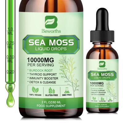 BEWORTHS Organic Seamoss Drops with Burdock Root and Spiruli
