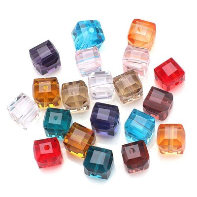 3mm 4mm 6mm 8mm 10mm Cube Square Faceted Czech Crystal Glass