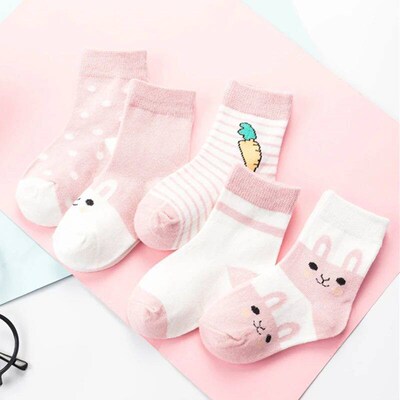 5 Pairs/lot 0-8Yrs Spring Autumn Newborn Baby Socks Cute Bea