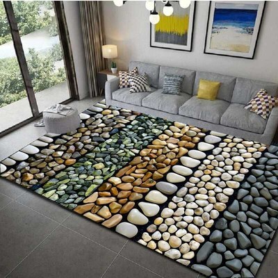 3D Cobblestone Creative Carpet for Door Living Room Bedroom