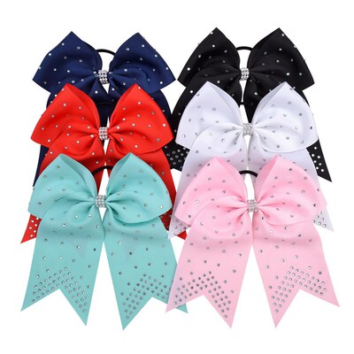1Pcs Bing 8  Solid Girls Cheer Bows Grosgrain Ribbon Hair