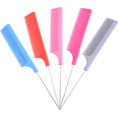 Hairdressing Comb Steel Tip Tail Comb Highlighting Hair Comb