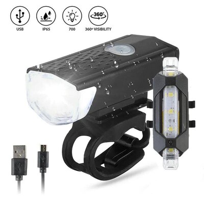 Rechargeable Bike Front Bicycle Lights Lamp Front Back Rear
