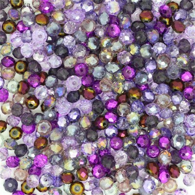 Isywaka Pink Multicolor 4*6mm 50pcs  Rondelle Austria facete